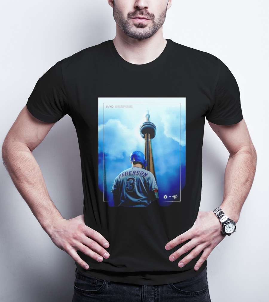 Pederson Toronto Blue Jays Vs Texas Rangers Game 1 CN Tower 81/162 T-Shirt