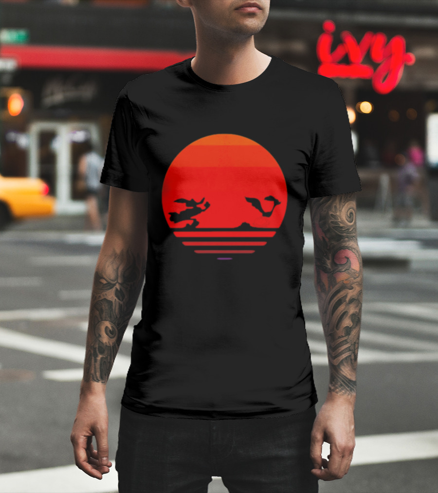 Wile E Coyote And Road Runner Sunset Chase T-Shirt