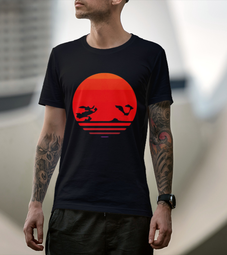 Wile E Coyote And Road Runner Sunset Chase T-Shirt