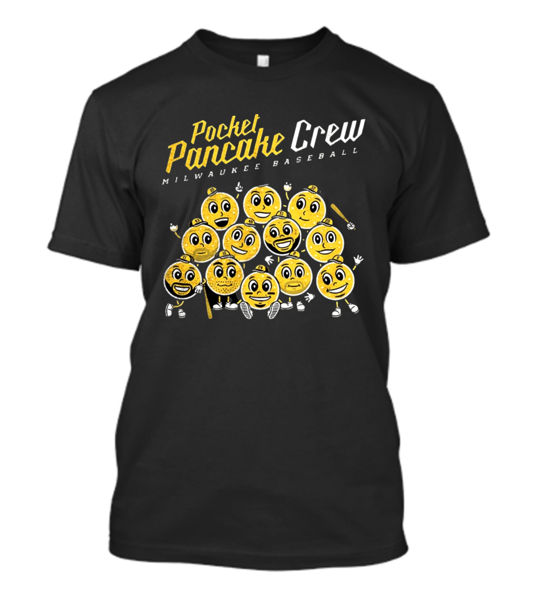 Pocket Pancake Crew Milwaukee Baseball Emoji Characters T-Shirt