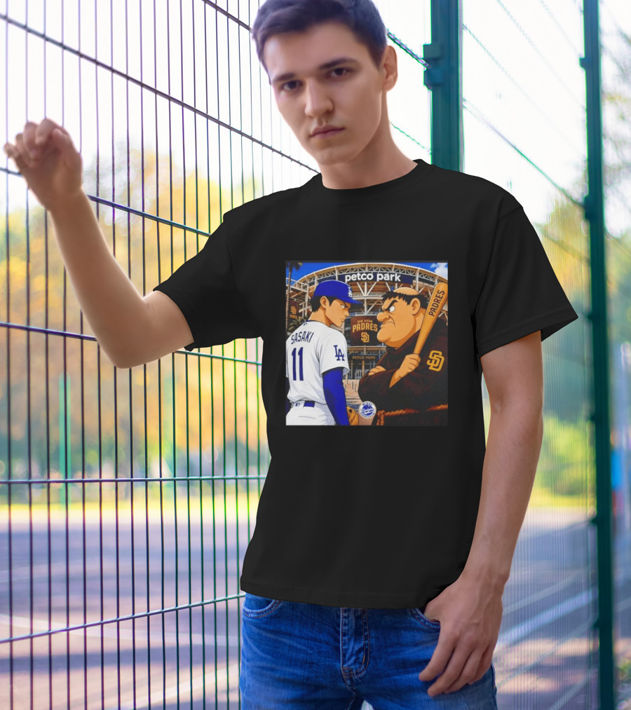 Petco Park Los Angeles Dodgers Sasaki San Diego Padres Anime Style Showdown T-Shirt