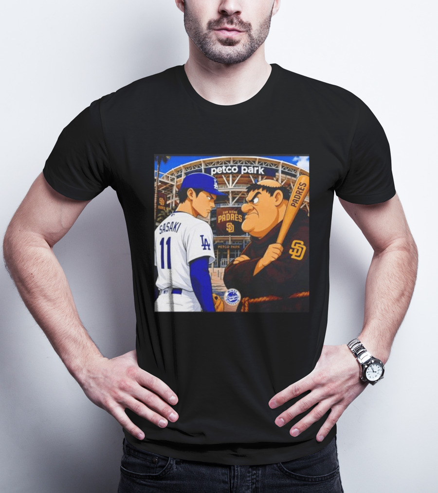 Petco Park Los Angeles Dodgers Sasaki San Diego Padres Anime Style Showdown T-Shirt