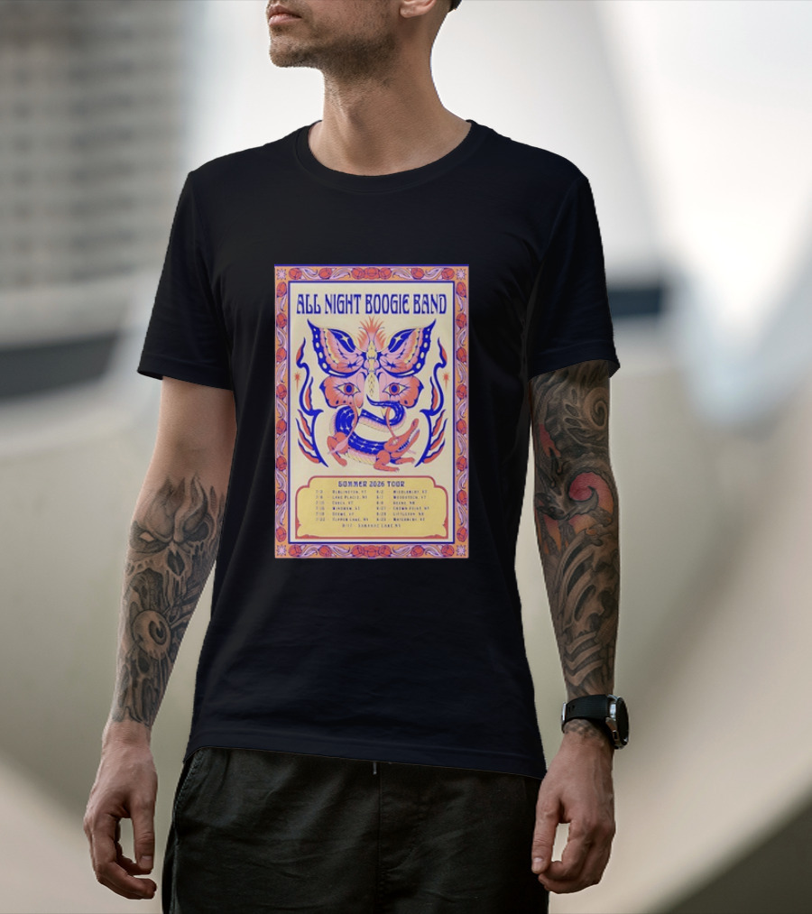 All Night Boogie Band 2026 Summer Tour Wilmington Washington Lake Placid Woodstock Hamden Catskill Saranac Lake T-Shirt