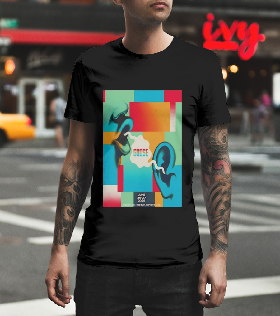 Goose Red Hat Amphitheater Raleigh NC June 26 27 2026 Vibrant Pop T-Shirt