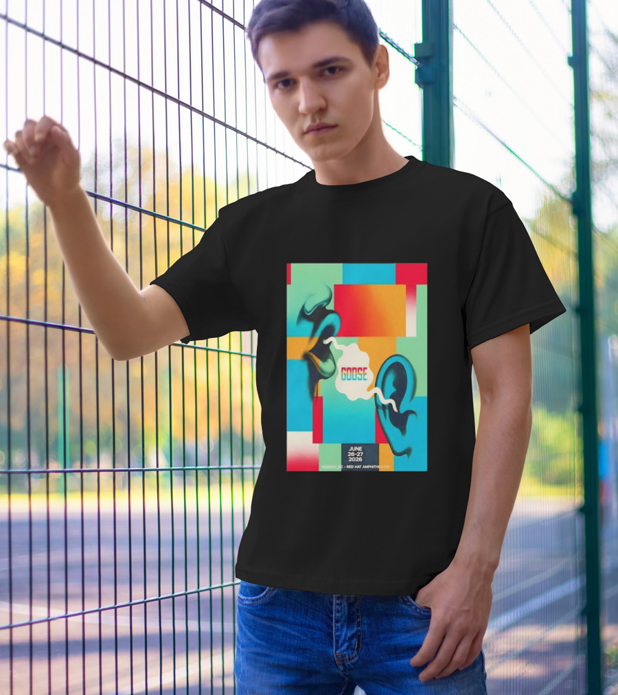 Goose Red Hat Amphitheater Raleigh NC June 26 27 2026 Vibrant Pop T-Shirt