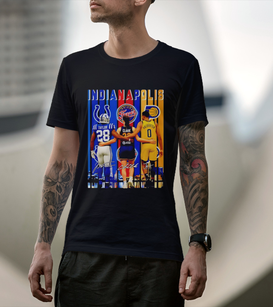 Indianapolis Colts Fever Pacers Jonathan Taylor Caitlin Clark Tyrese Haliburton T-Shirt