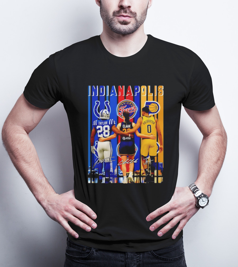 Indianapolis Colts Fever Pacers Jonathan Taylor Caitlin Clark Tyrese Haliburton T-Shirt