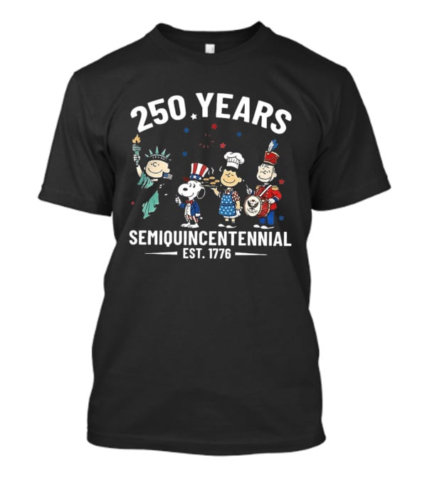 250 Years Semiquincentennial Est. 1776 Peanuts Characters Celebration T-Shirt