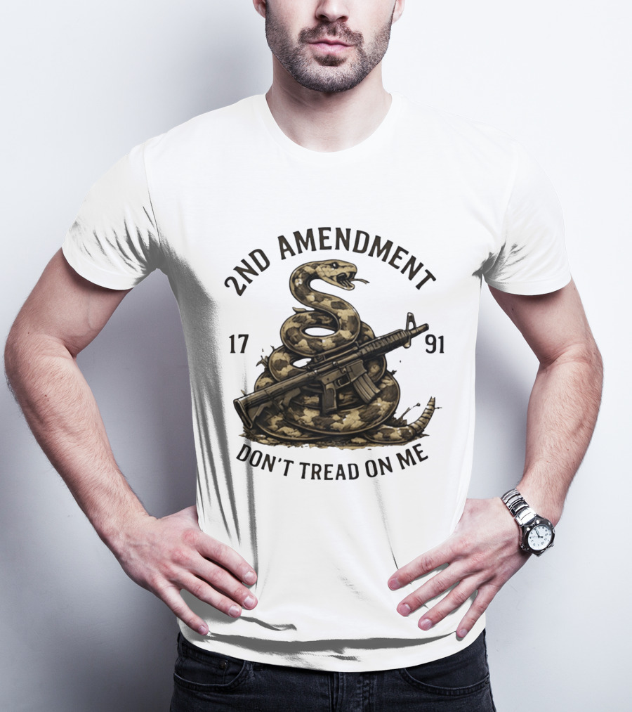 2nd Amendment 1791 Coiled Snake With Rifle Don't Tread On Me T-Shirt