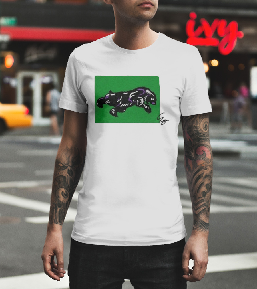 Mako Komuro 2026 Black And Purple Bear On Green T-Shirt