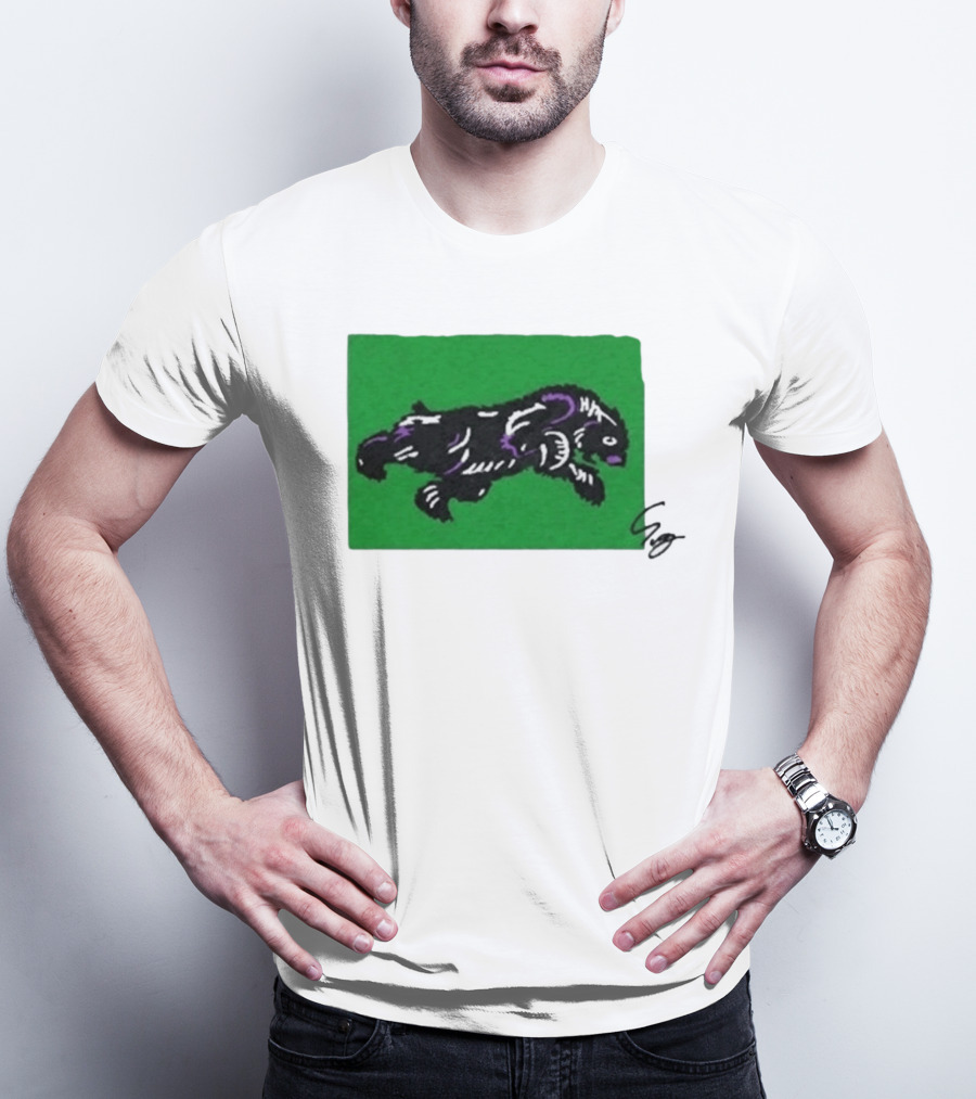 Mako Komuro 2026 Black And Purple Bear On Green T-Shirt