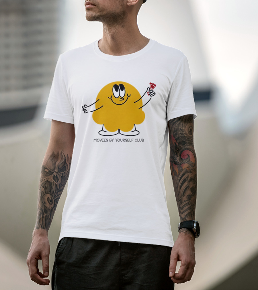 Movies By Yourself Club Yellow Blob Holding A Red Candy T-Shirt