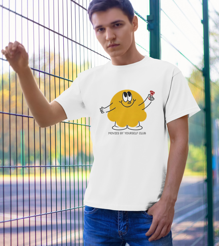 Movies By Yourself Club Yellow Blob Holding A Red Candy T-Shirt