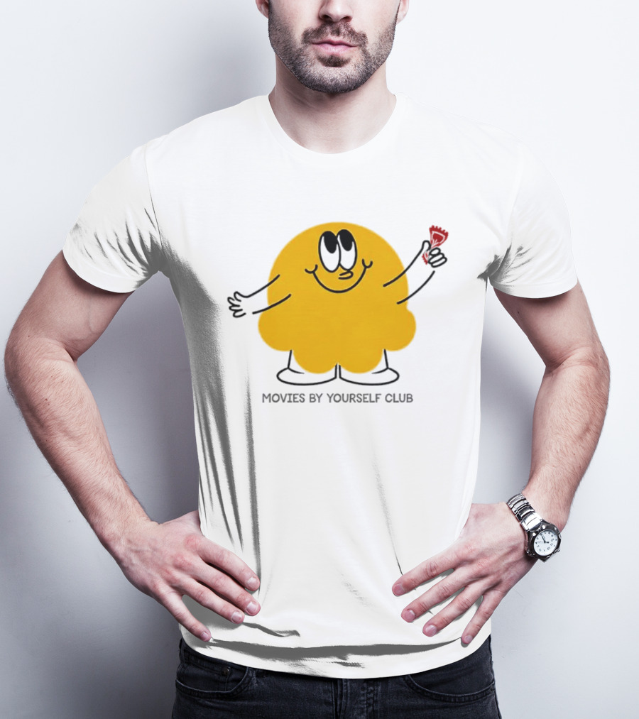 Movies By Yourself Club Yellow Blob Holding A Red Candy T-Shirt