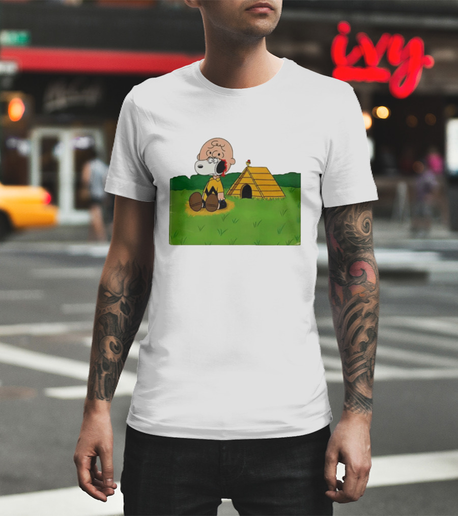 Snoopy Charlie Brown Midsommar Crossover Scene With Doghouse And Woodstock T-Shirt