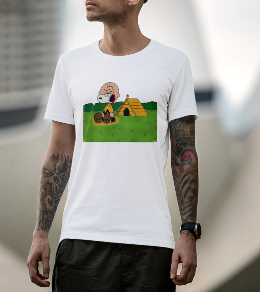 Snoopy Charlie Brown Midsommar Crossover Scene With Doghouse And Woodstock T-Shirt