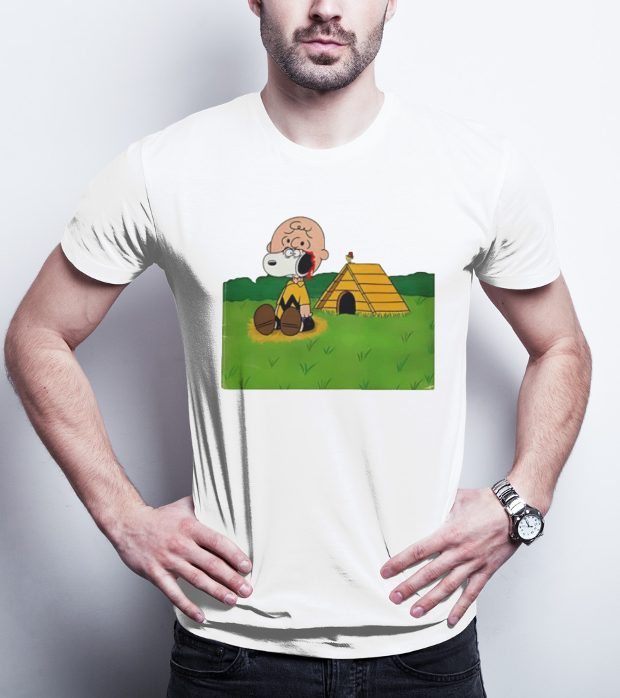 Snoopy Charlie Brown Midsommar Crossover Scene With Doghouse And Woodstock T-Shirt