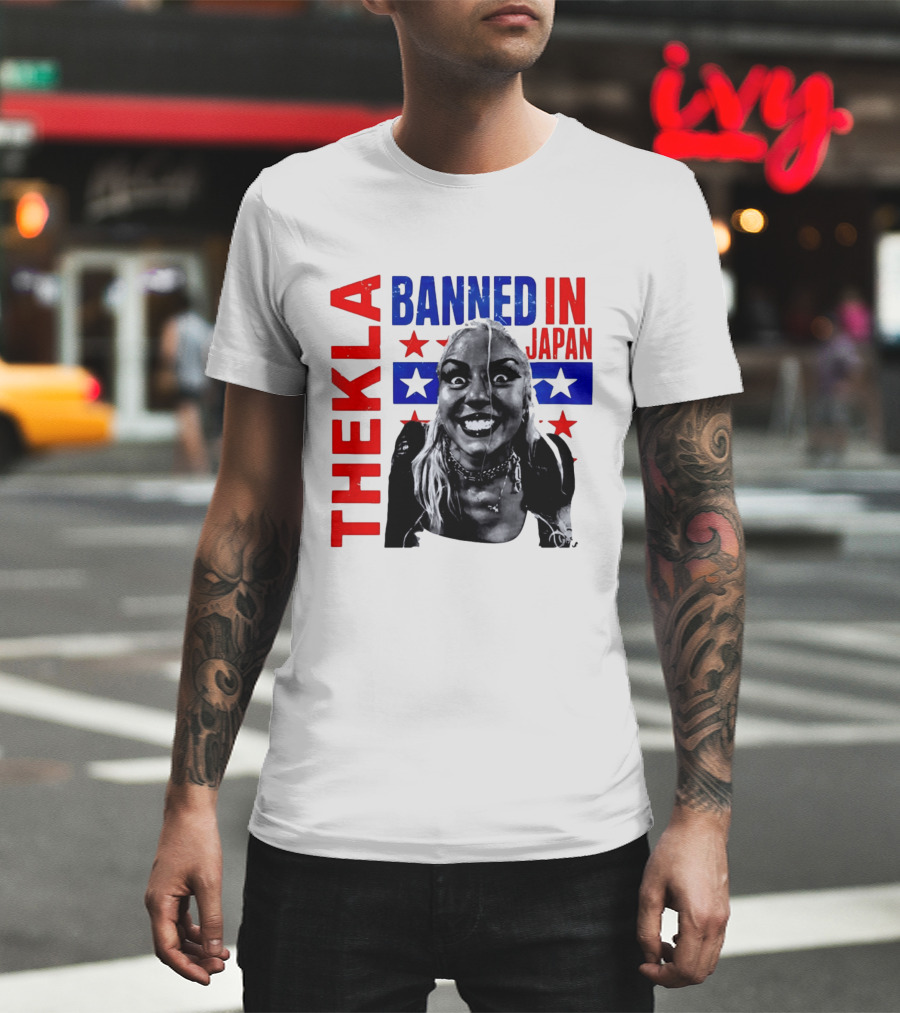 Thekla Banned In Japan Bold Red Blue Stars T-Shirt