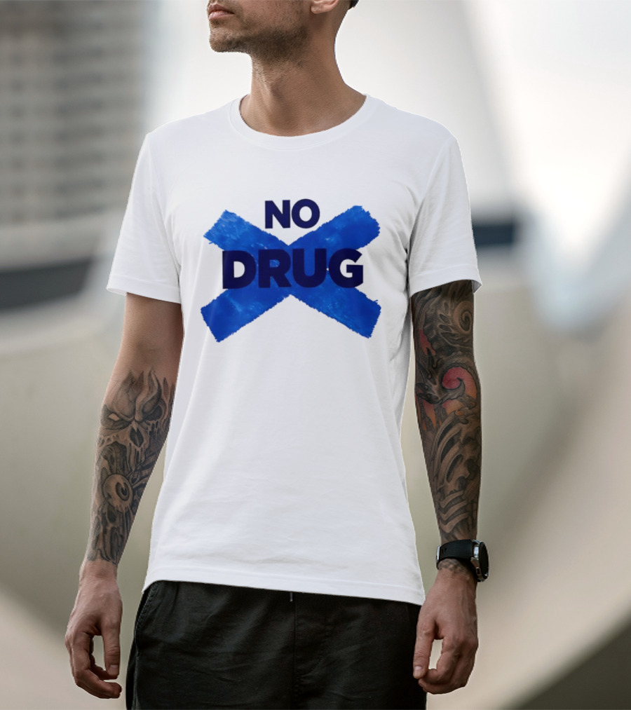 Maradona No Drug Blue Cross Message T-Shirt