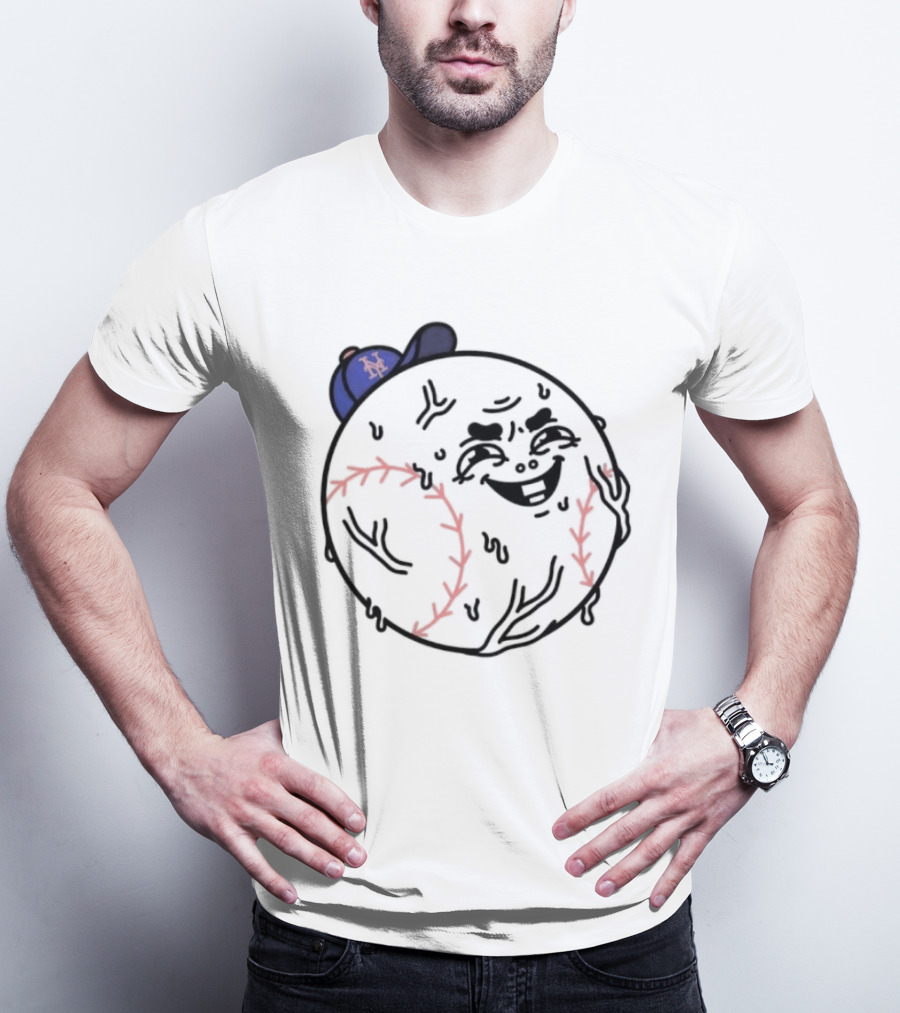 Mr Met New York Mets Baseball Sweat Drip Face MLB T-Shirt
