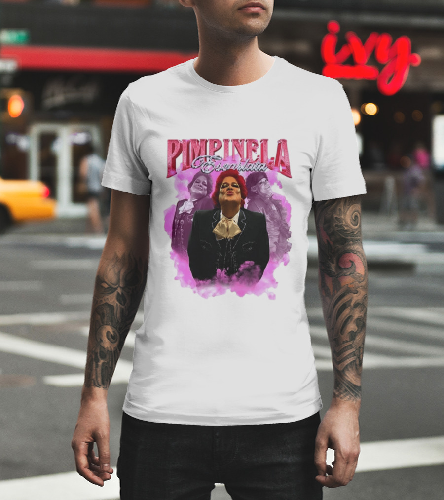 Pimpinela Escarlata Kissing Pose With Pink Smoke Backdrop T-Shirt