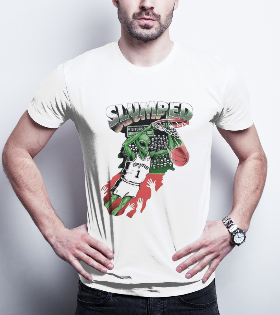 San Antonio Spurs NBA Alien Victor Wembanyama Slumped Basketball Visitors T-Shirt