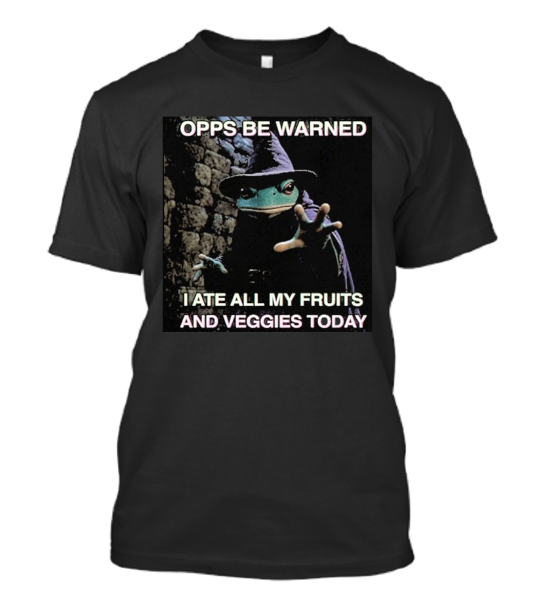 Opps Be Warned I Ate All My Fruits And Veggies Today Frog Wizard T-Shirt