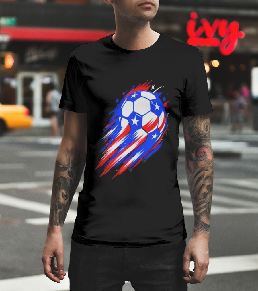 USA Cup 2026 Soccer Ball Stars And Stripes Brush Stroke T-Shirt