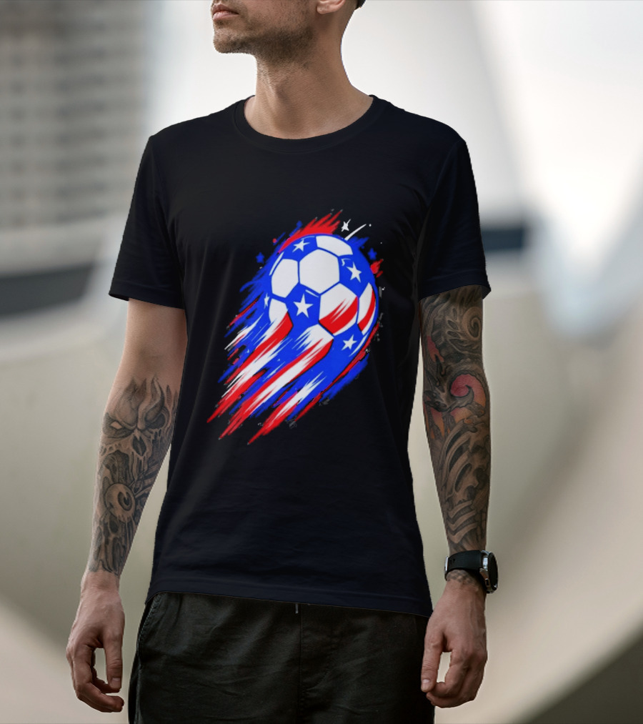 USA Cup 2026 Soccer Ball Stars And Stripes Brush Stroke T-Shirt