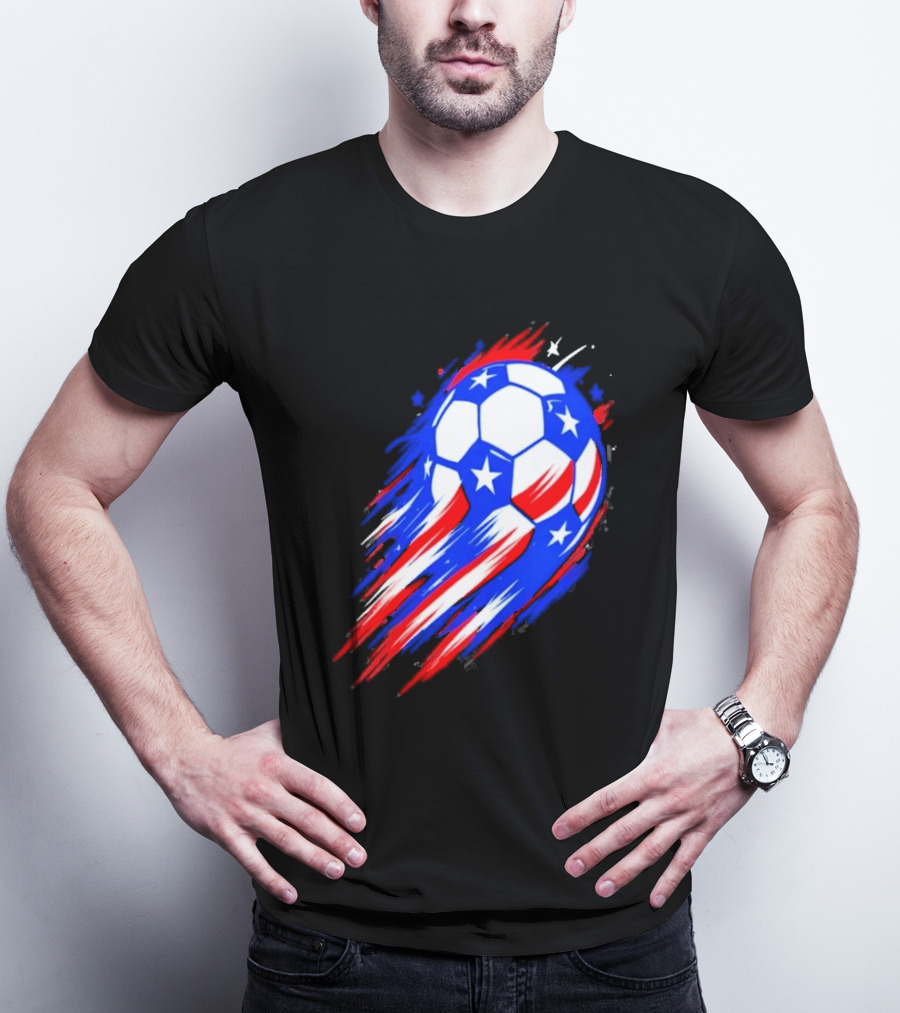 USA Cup 2026 Soccer Ball Stars And Stripes Brush Stroke T-Shirt
