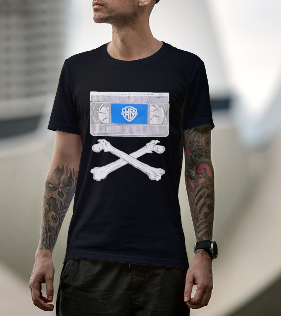 Warner Brothers VHS Tape Crossbones Skull T-Shirt