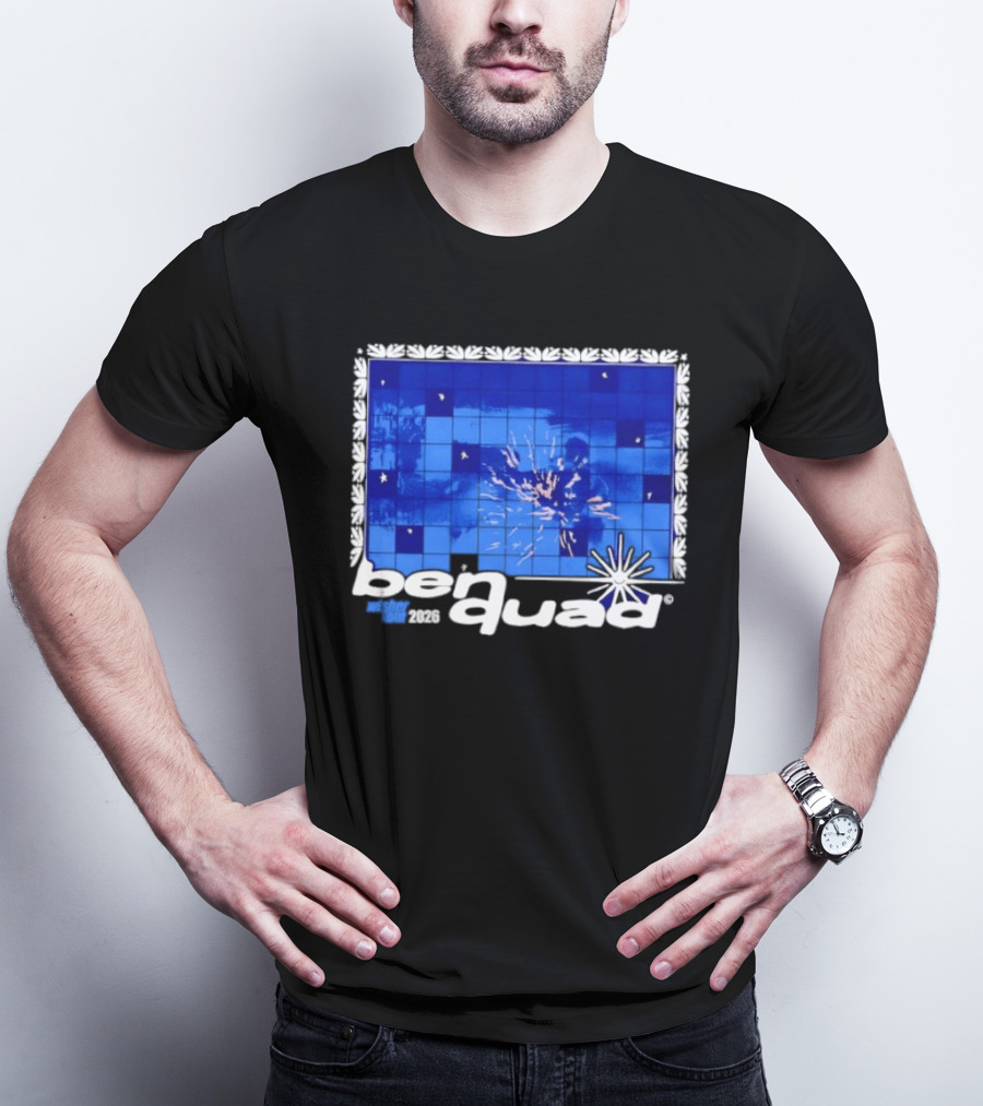 Ben Quad Wisher Tour 2026 Blue Tile Star Pattern Explosion T-Shirt