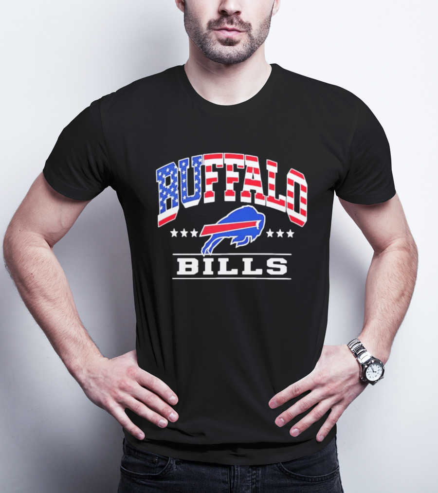 Buffalo Bills Stars And Stripes USA Flag Football Team T-Shirt