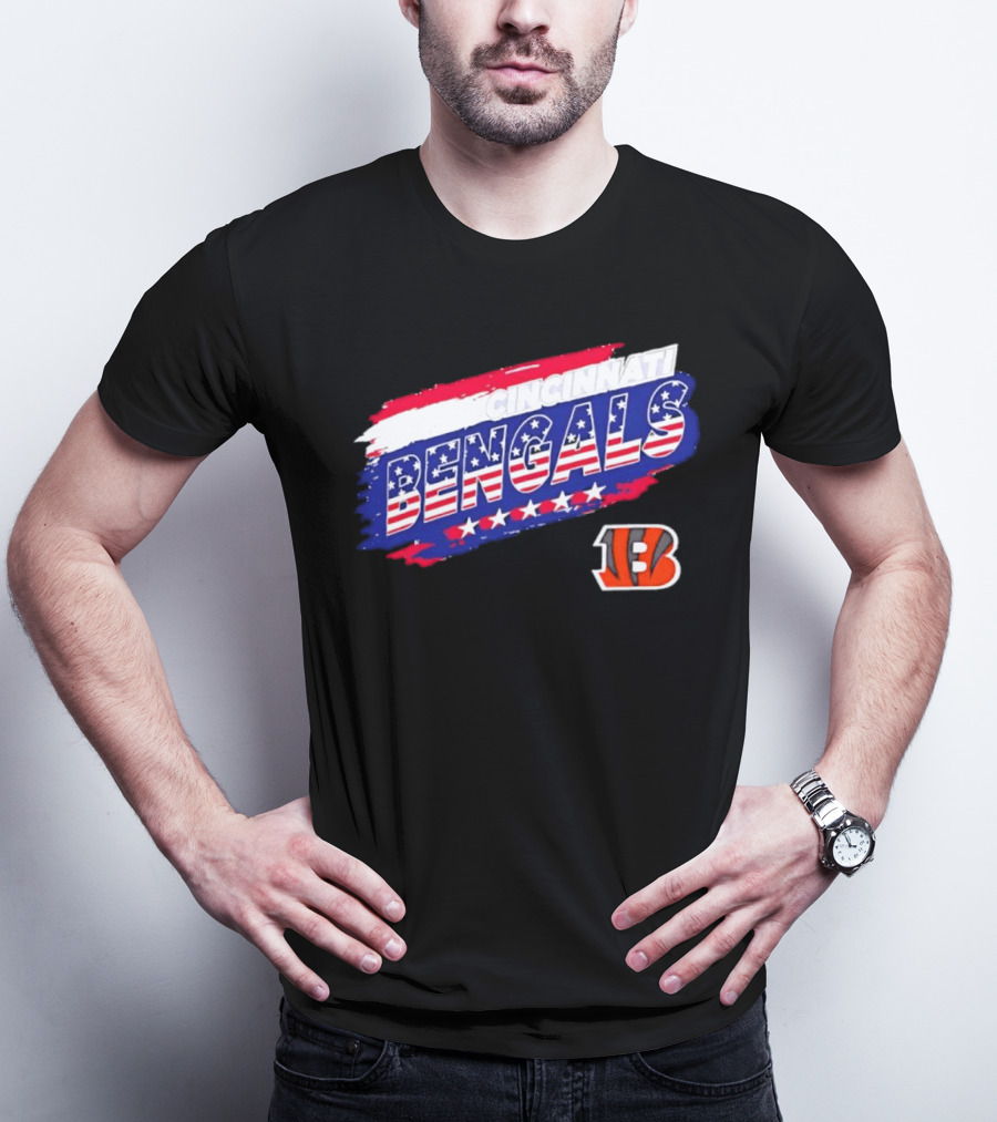 Cincinnati Bengals Stars And Stripes American Flag NFL Team Fan Gear T-Shirt