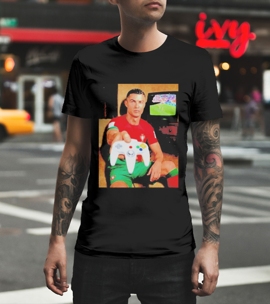 Cristiano Ronaldo Portugal National Team Soccer Gaming Controller Retro Gamer T-Shirt