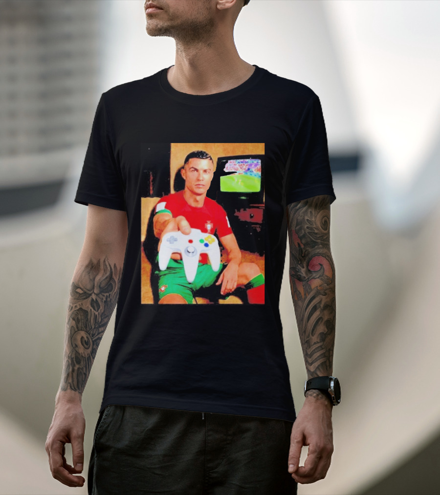 Cristiano Ronaldo Portugal National Team Soccer Gaming Controller Retro Gamer T-Shirt