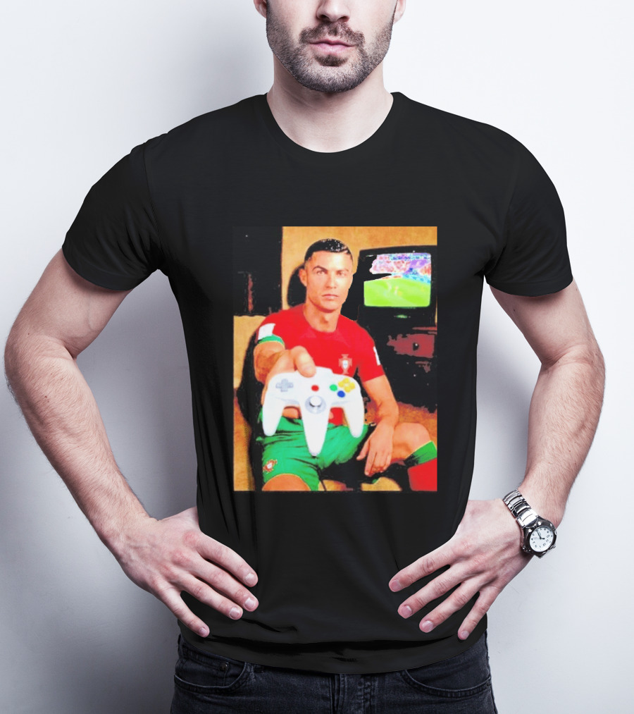 Cristiano Ronaldo Portugal National Team Soccer Gaming Controller Retro Gamer T-Shirt