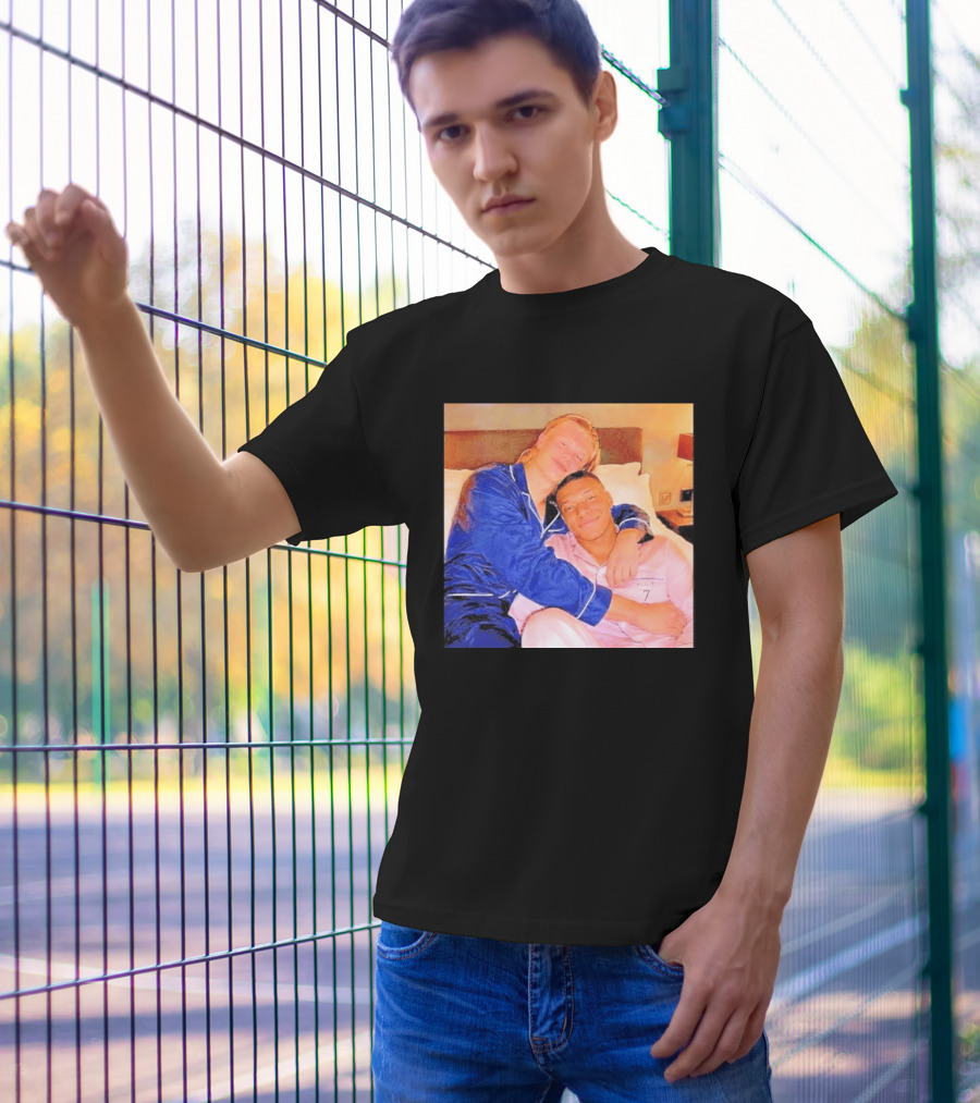 Kylian Mbappé Erling Haaland Pajama Party Soccer Stars Relaxing Together T-Shirt
