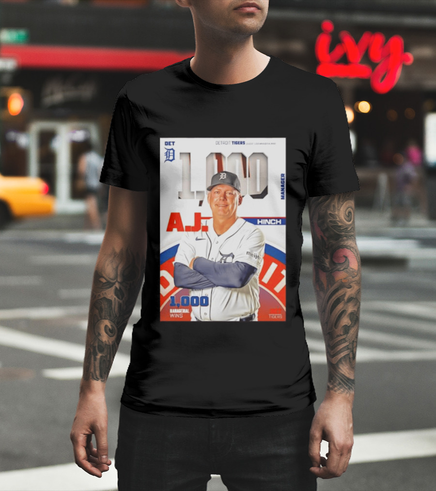 DET Detroit Tigers A.J. Hinch 1000 Managerial Wins T-Shirt