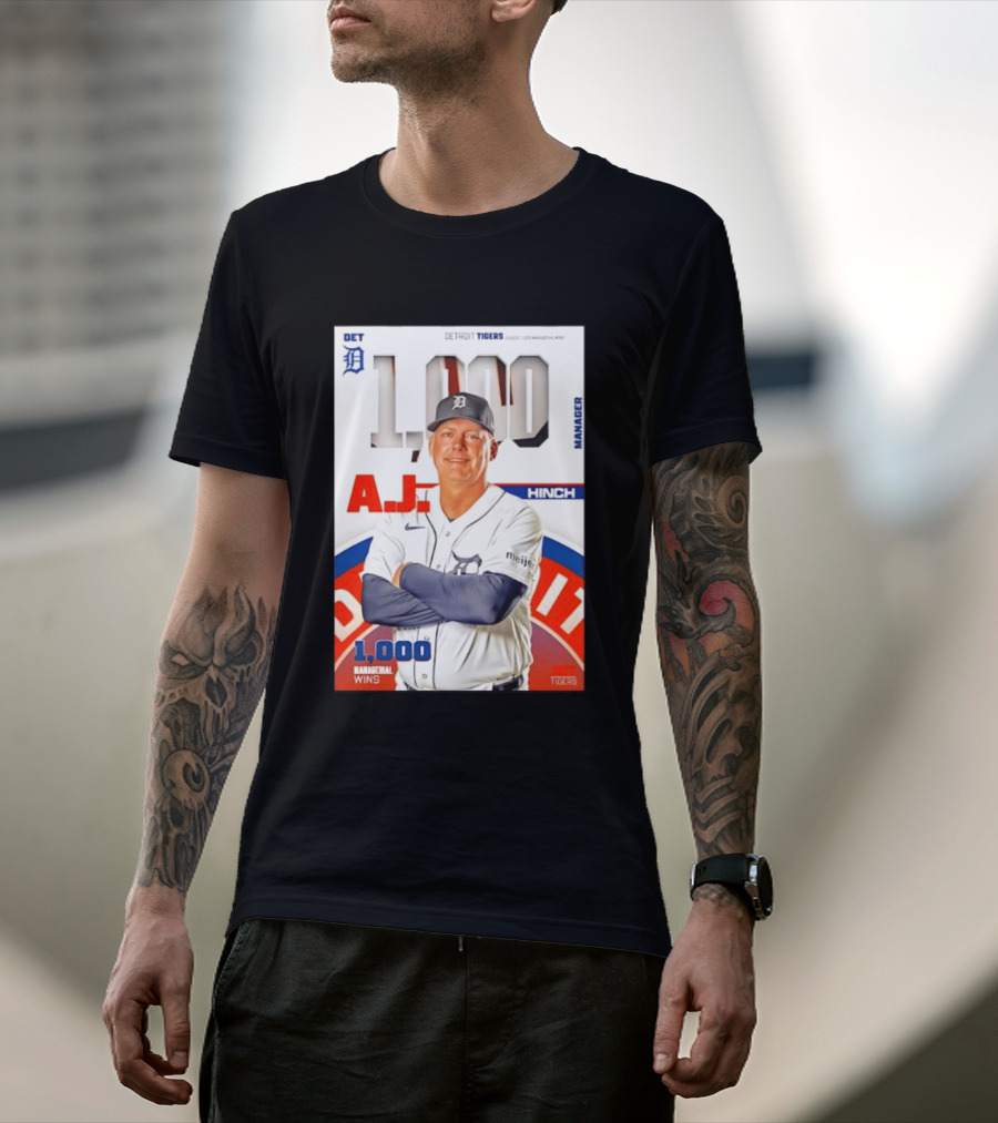 DET Detroit Tigers A.J. Hinch 1000 Managerial Wins T-Shirt