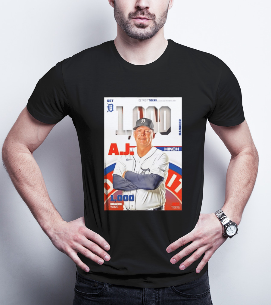 DET Detroit Tigers A.J. Hinch 1000 Managerial Wins T-Shirt