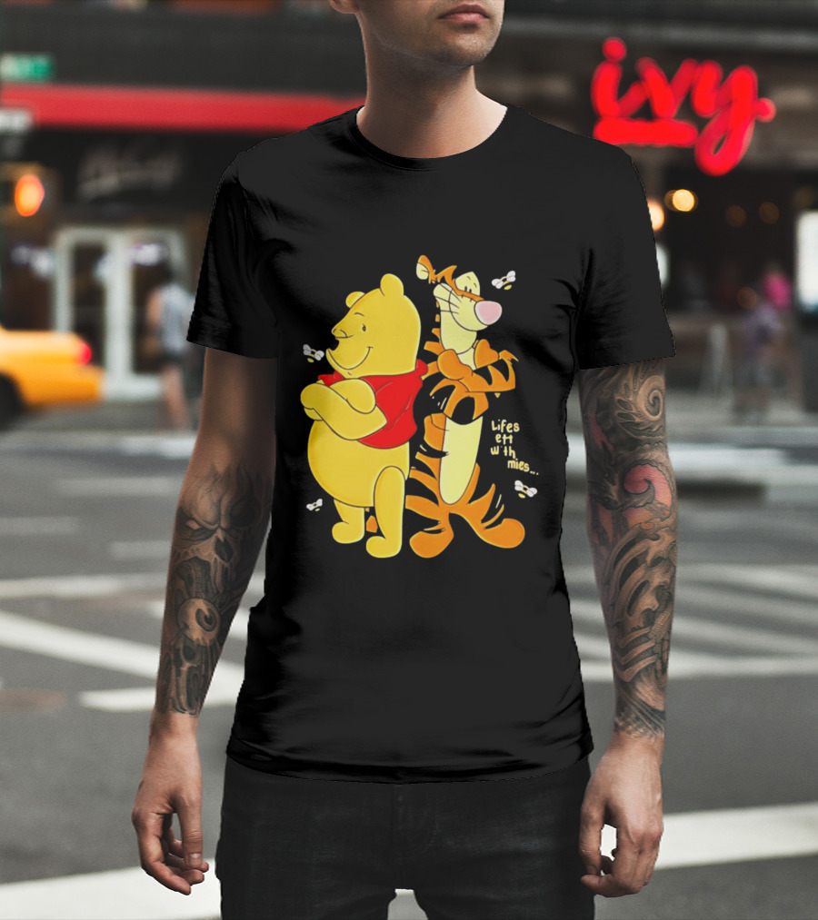 Lifes Better With Homies Winnie The Pooh And Tigger Bees T-Shirt