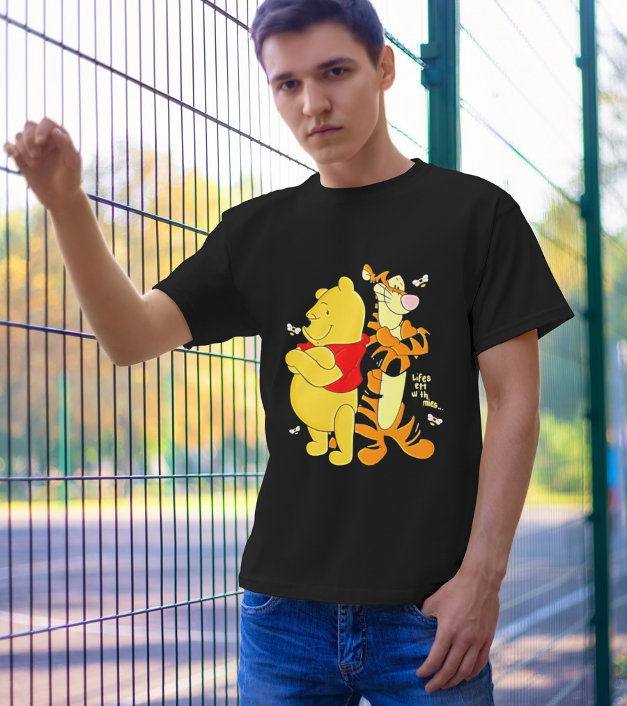 Lifes Better With Homies Winnie The Pooh And Tigger Bees T-Shirt