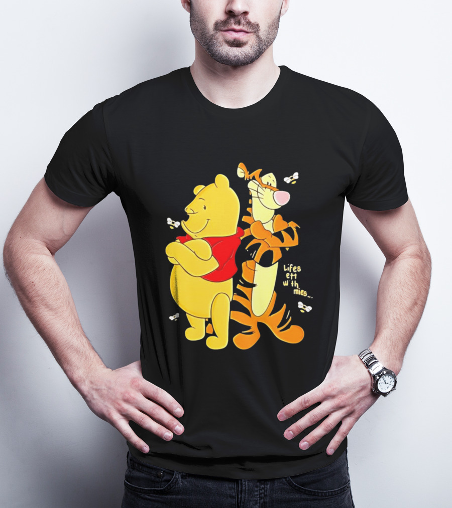 Lifes Better With Homies Winnie The Pooh And Tigger Bees T-Shirt