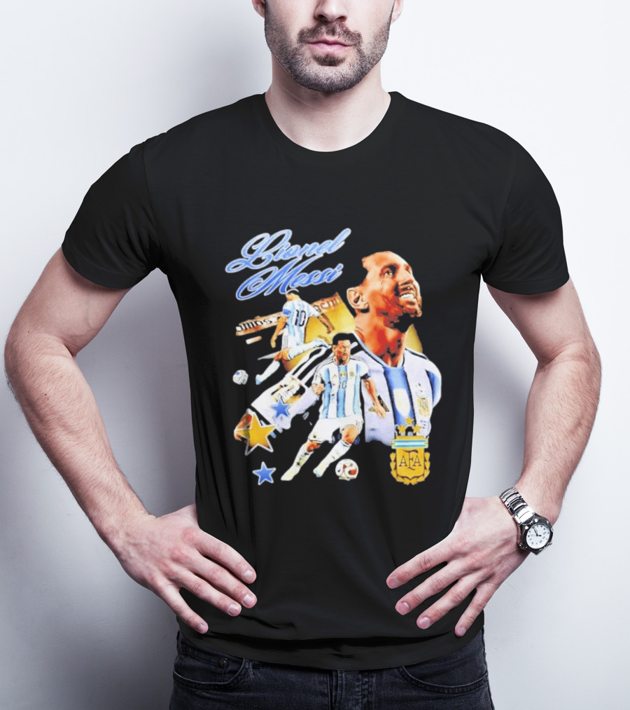 Lionel Messi Argentina National Football Team AFA Striker Soccer Star Blue White Kit T-Shirt