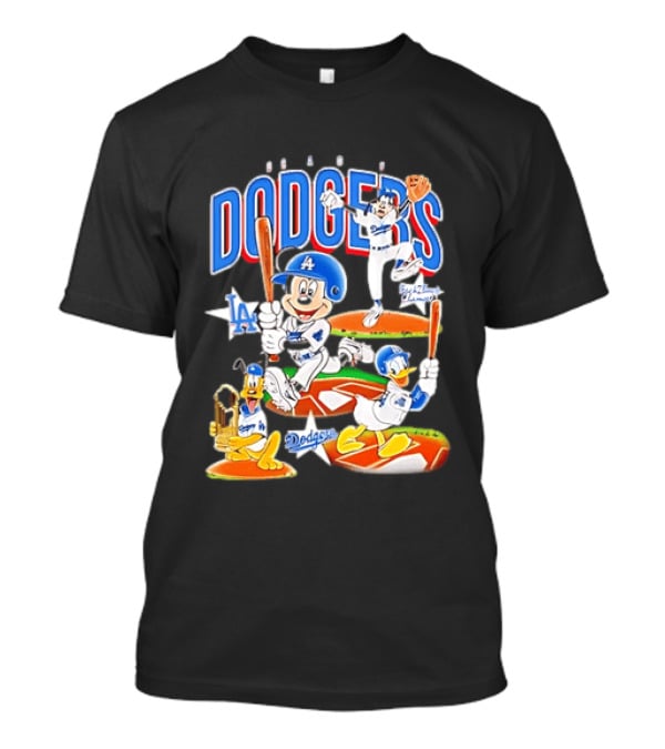 MOONLANDGOODS 2020 Mickey Goofy Pluto Donald Baseball Team Los Angeles Dodgers T-Shirt