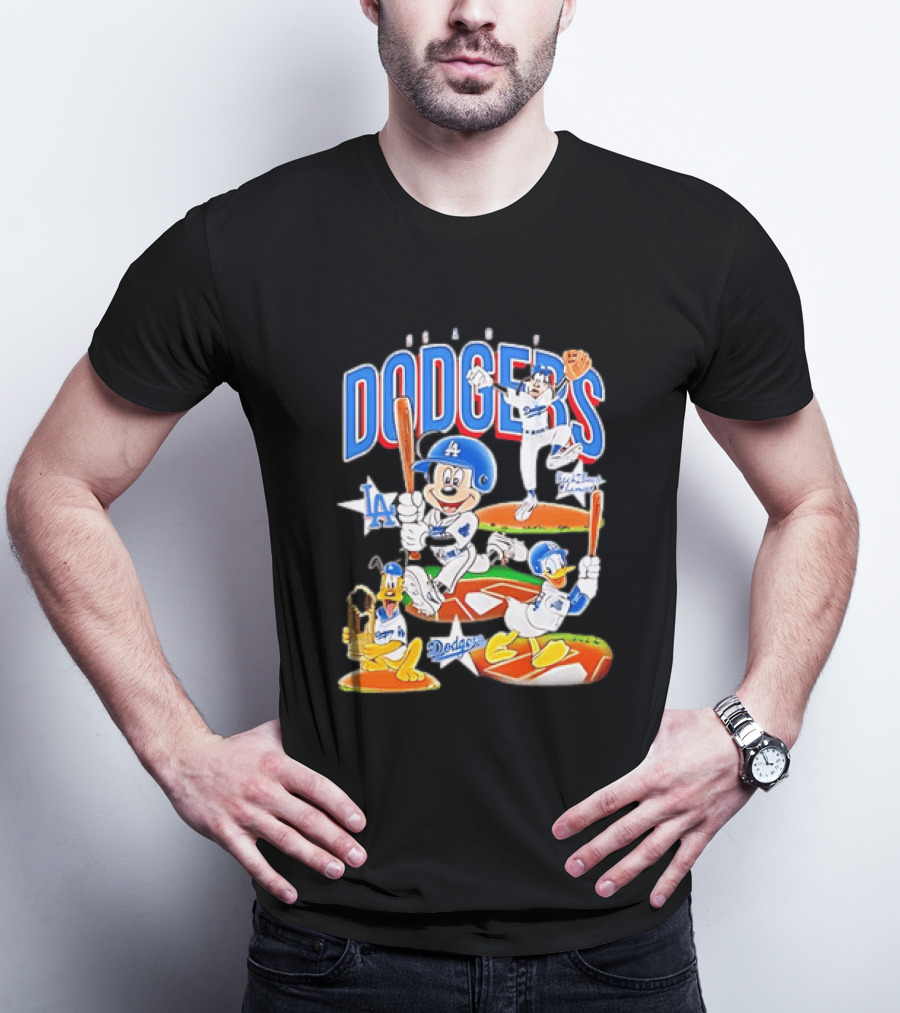 MOONLANDGOODS 2020 Mickey Goofy Pluto Donald Baseball Team Los Angeles Dodgers T-Shirt