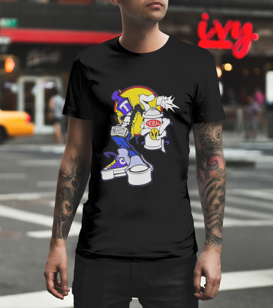 Tribal Zodak Graffiti Urban Streetwear Style Retro Hip Hop T-Shirt