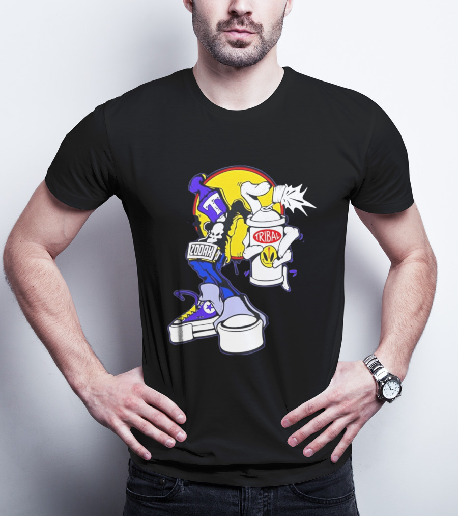 Tribal Zodak Graffiti Urban Streetwear Style Retro Hip Hop T-Shirt