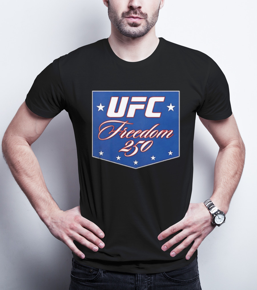 UFC Freedom 250 Stars And Script On Blue T-Shirt